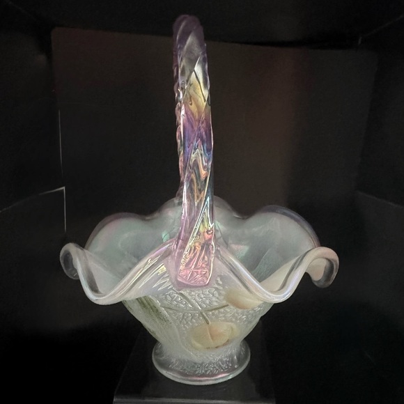 Fenton | Art | Very Rare Fenton Tulip Iridescent Glass Basket | Poshmark